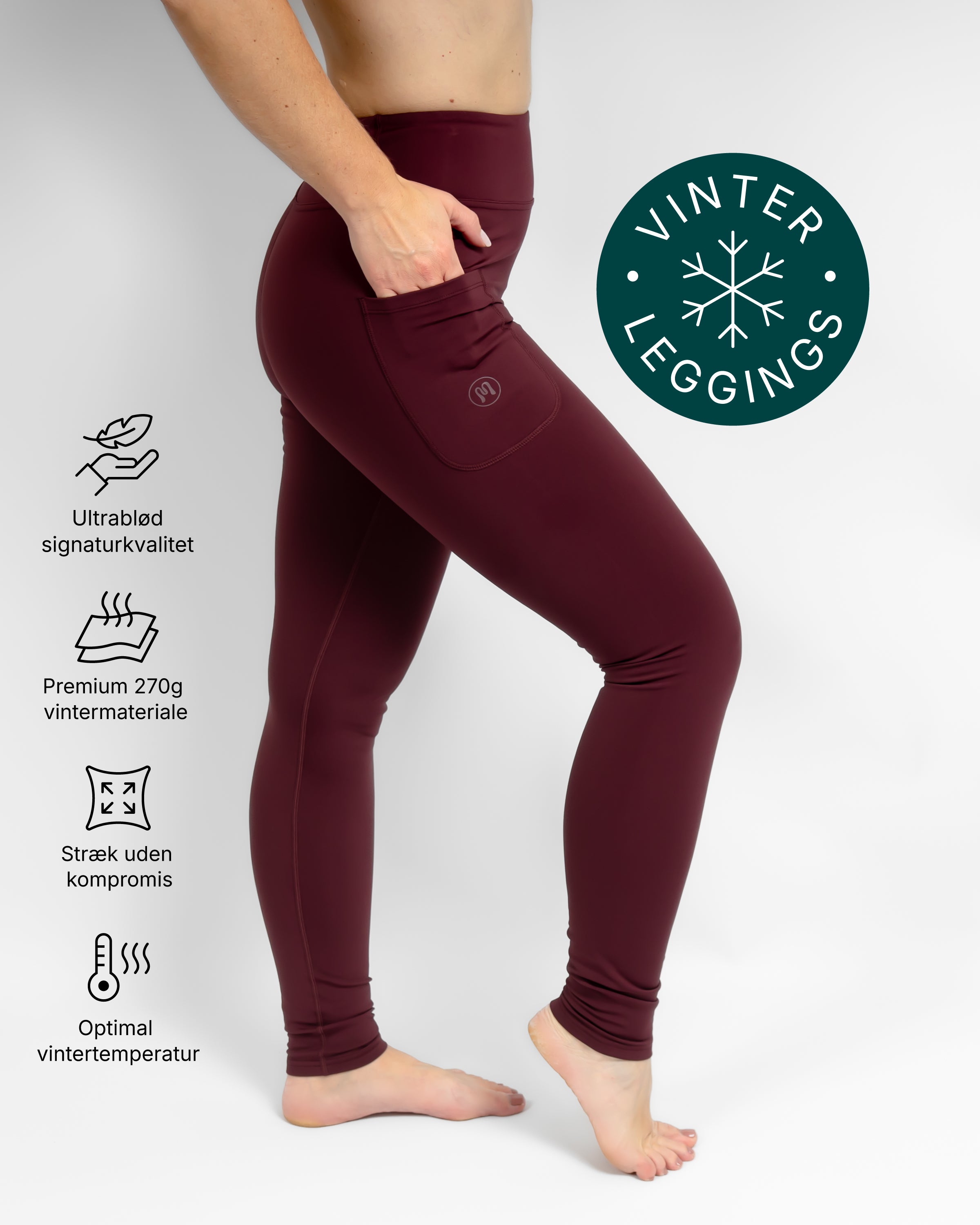Aya Deep Bordeaux Tight Fit Winter Leggings – Maya Freya