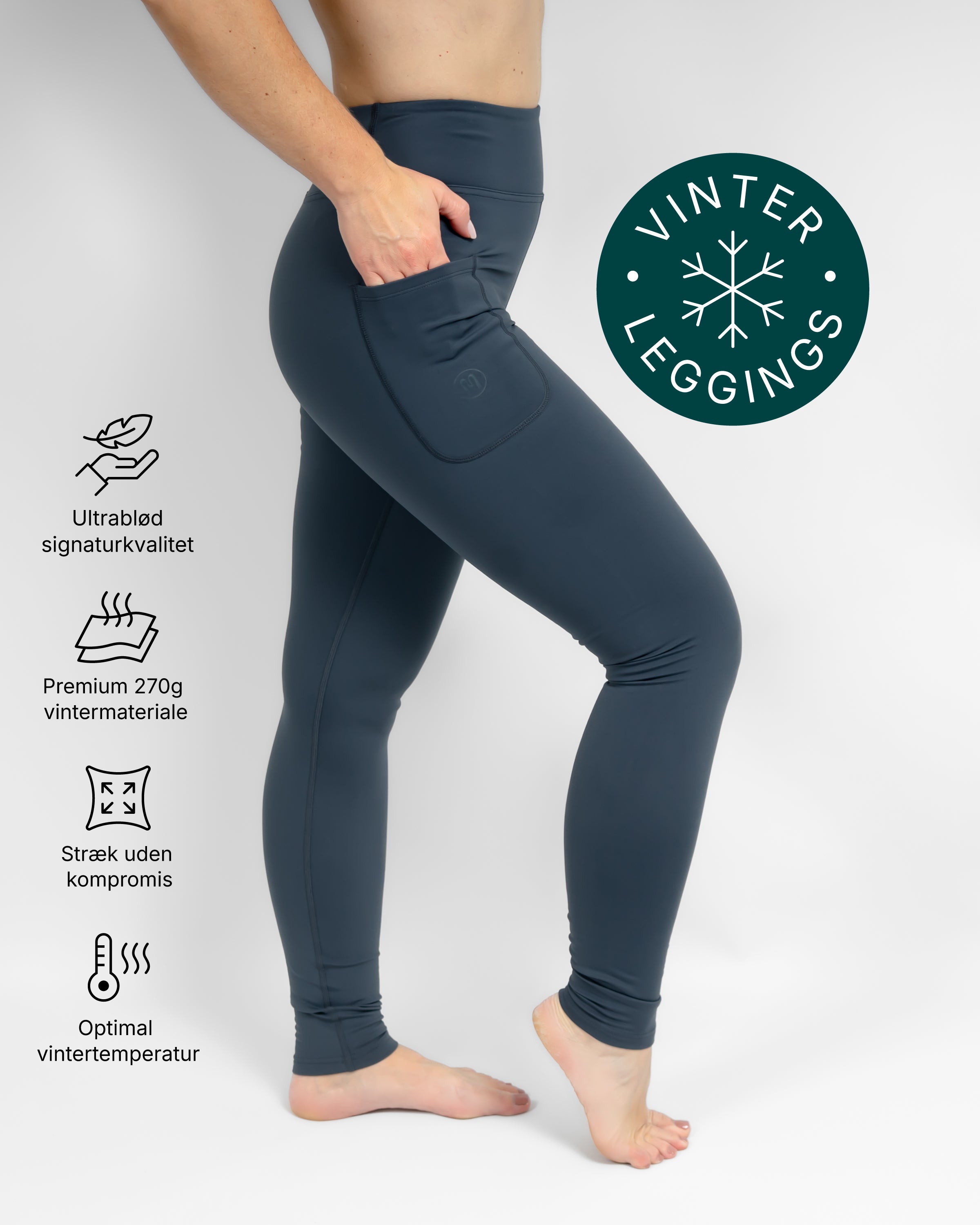 Aya Dusty Blue Tight Fit Winter Leggings – Maya Freya